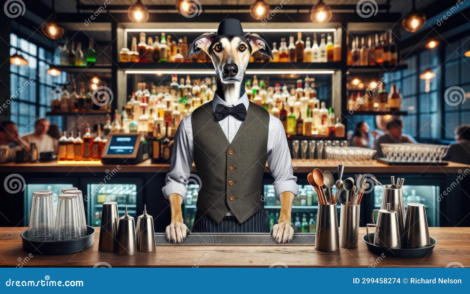 Anthropomorphic Dog Bartender Stock Illustration - Illustration of ...