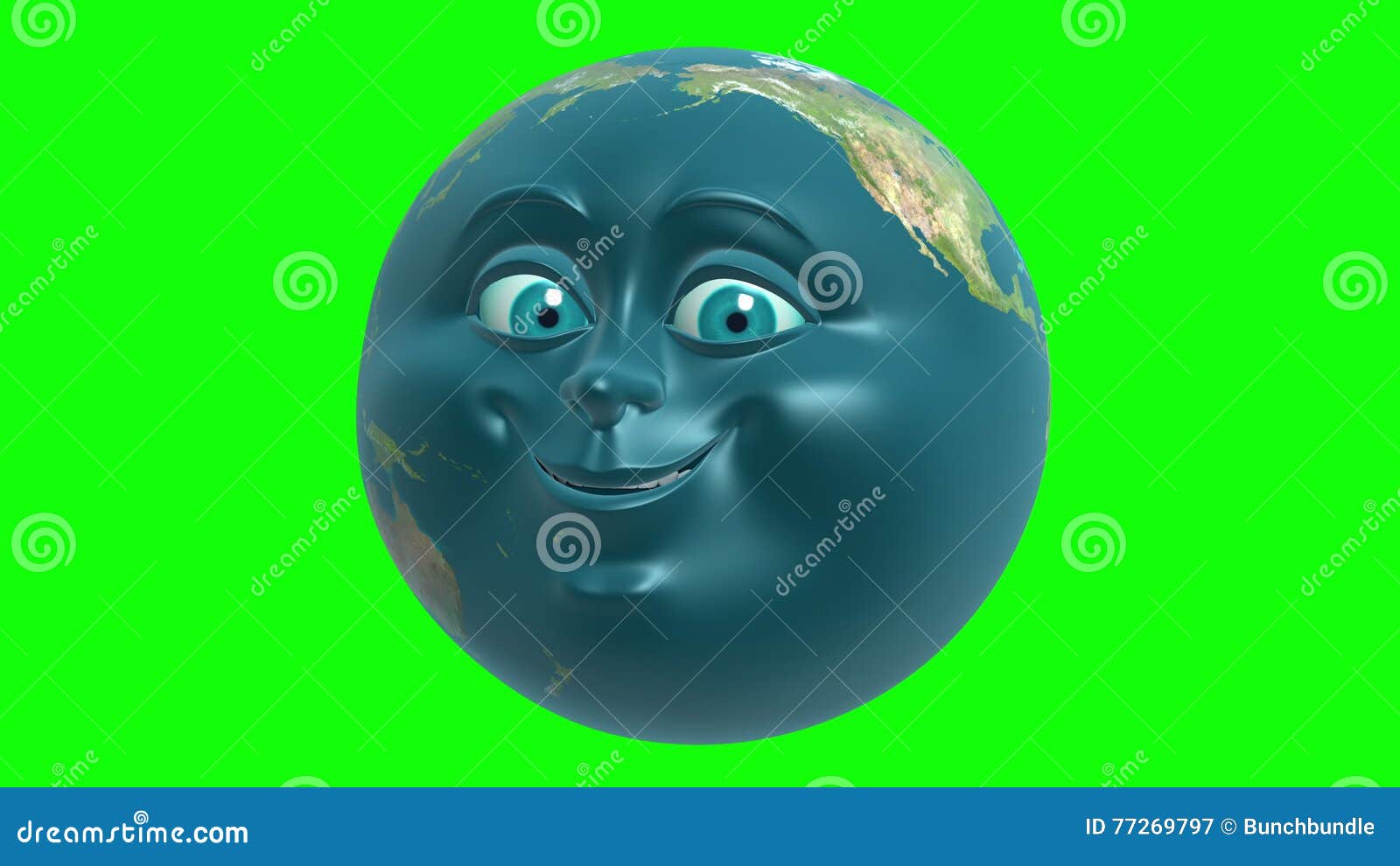 Anthropomorphic Earth on Green Screen, Seamless Loop. 3D Animation in ...