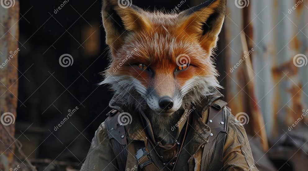 Anthropomorphic Fox Character in a Dystopian Setting Stock Illustration ...