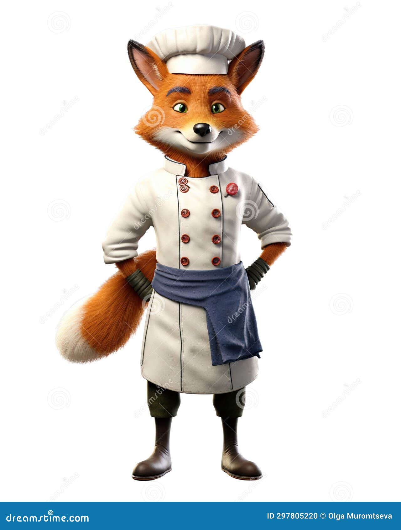 An Anthropomorphic Fox in a Chef S Uniform, with a Chef S Hat and Apron ...