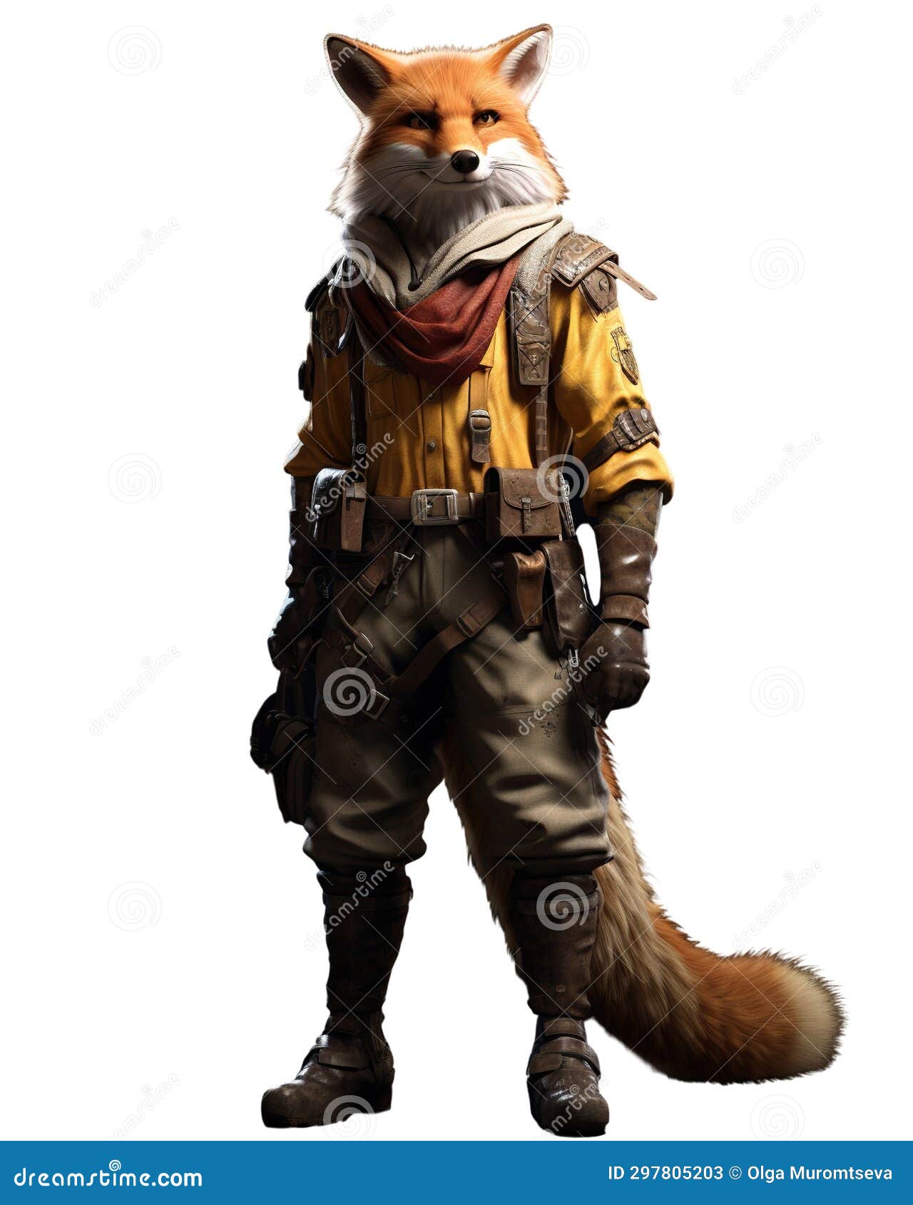 An Anthropomorphic Fox in a Pilot Jacket and Scarf. Anthropomorphic ...