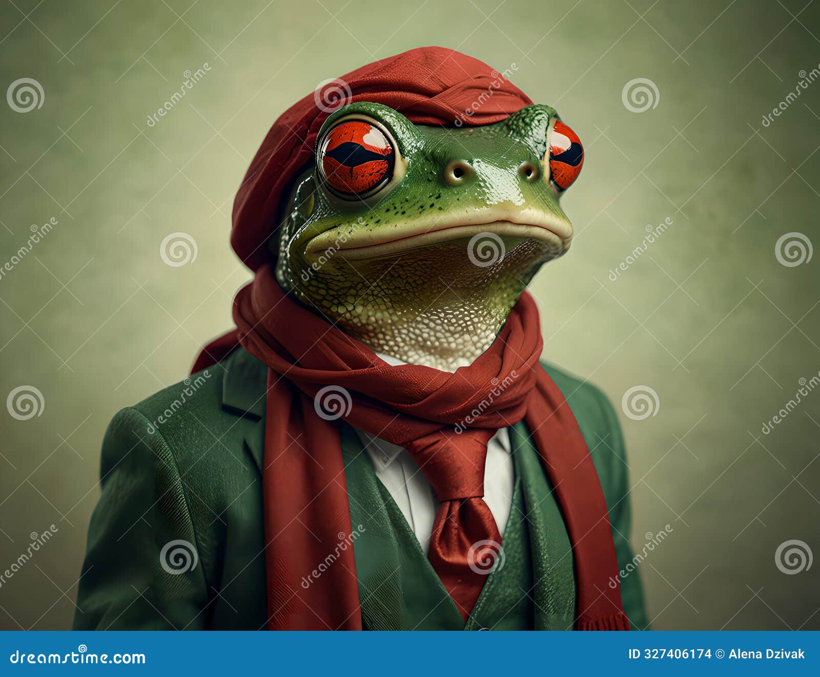 Anthropomorphic Green Frog Dressed in a Suit and Red Tie. Generative AI ...
