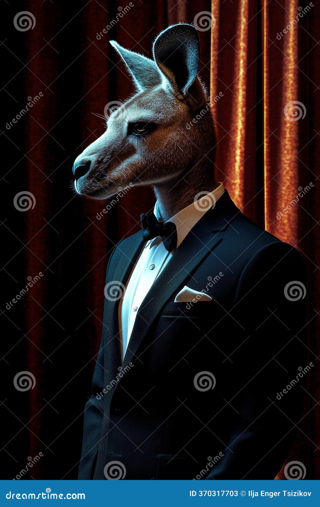Anthropomorphic Kangaroo In A Suit, Blending Animal And Human Traits On ...