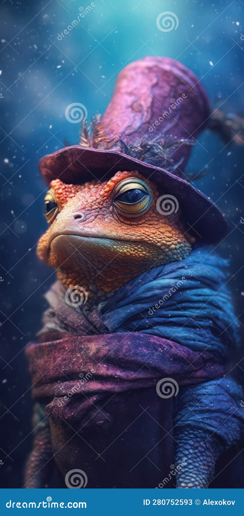 Anthropomorphic Lizard Wizard in Disguise Concept Art Portrait. Stock ...