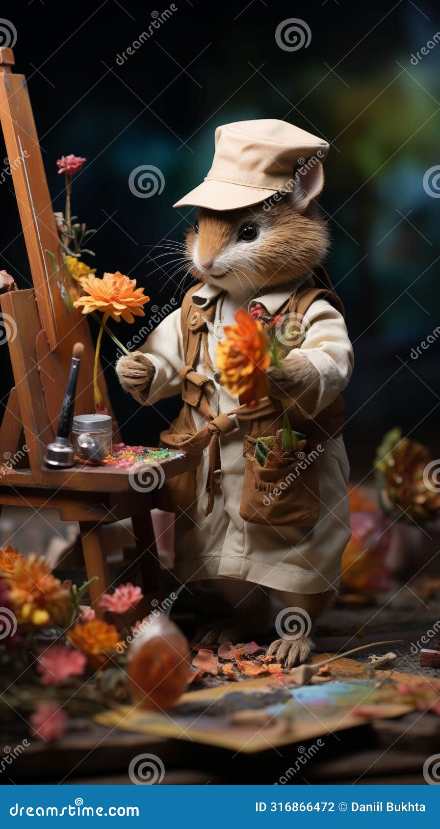 Anthropomorphic Mouse Dressed As Mouse in Front of a Painting ...