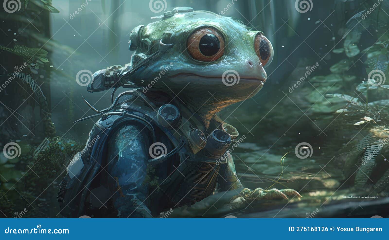 Anthropomorphic Newt, Digital Art Illustration, Generative AI Stock ...