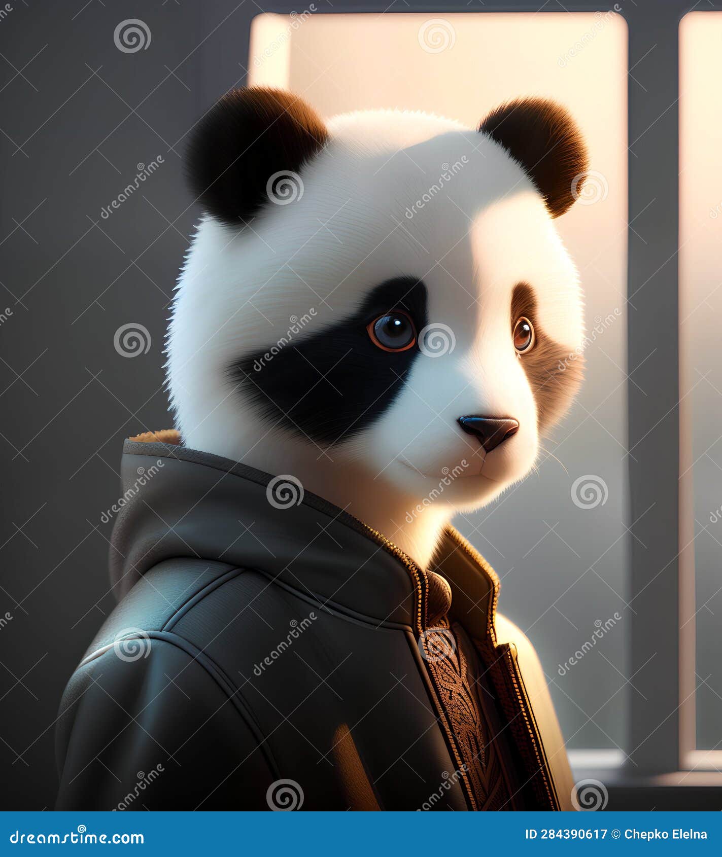 Anthropomorphic Red Panda In Traditional Robe Looks At Cherry Blossoms ...