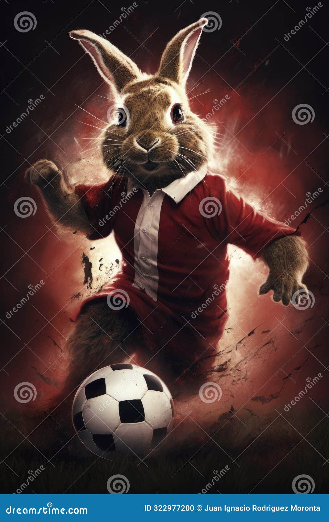 Anthropomorphic Rabbit Soccer Player. Generative Ai Stock Illustration ...