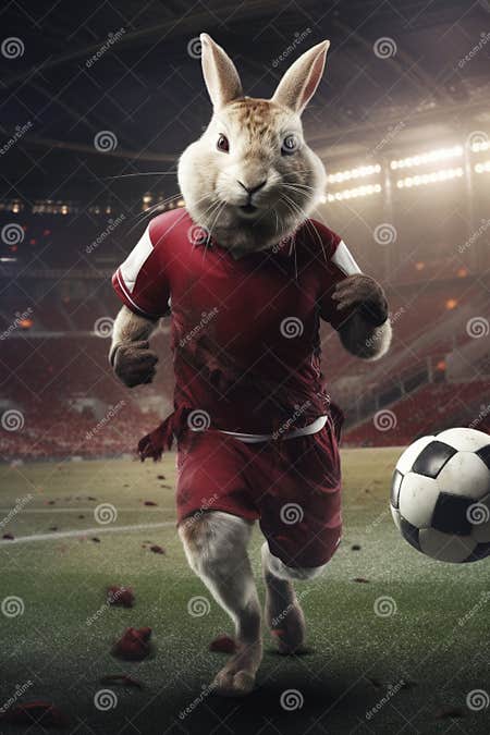 Anthropomorphic Rabbit Soccer Player. Generative Ai Stock Illustration ...