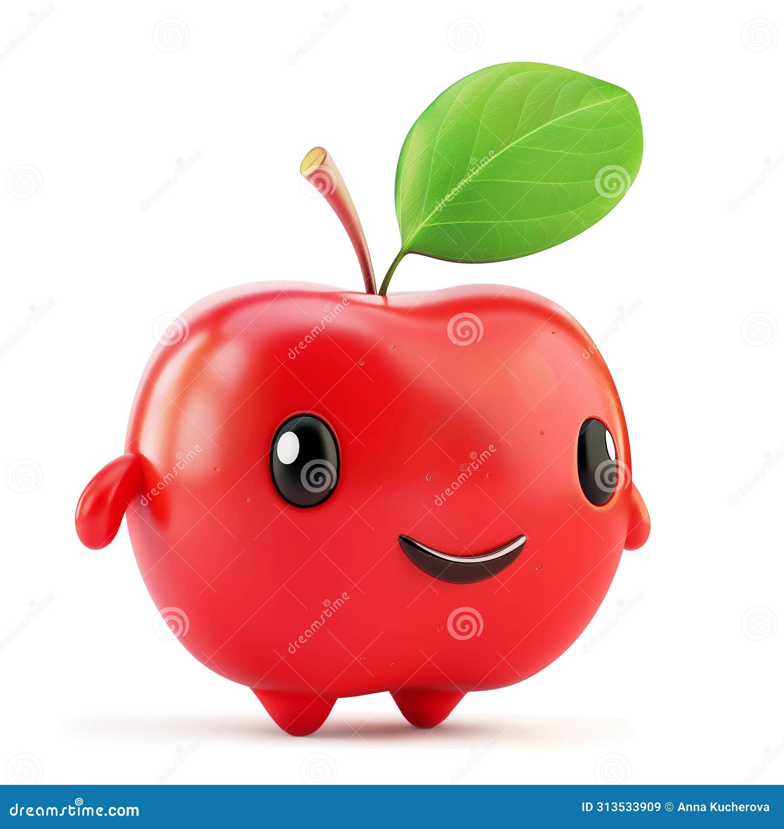 Anthropomorphic Red Apple With Eyes And A Leaf Royalty-Free Stock Photo ...
