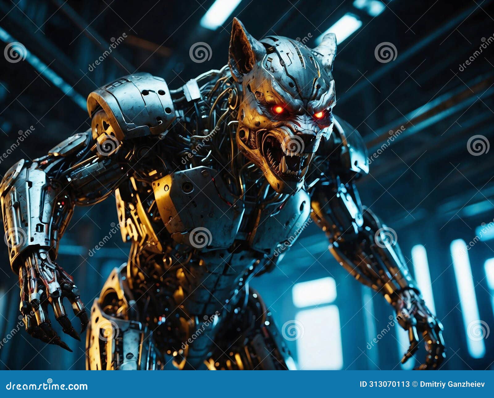 The Fiend of a Futuristic Hell Stock Illustration - Illustration of ...