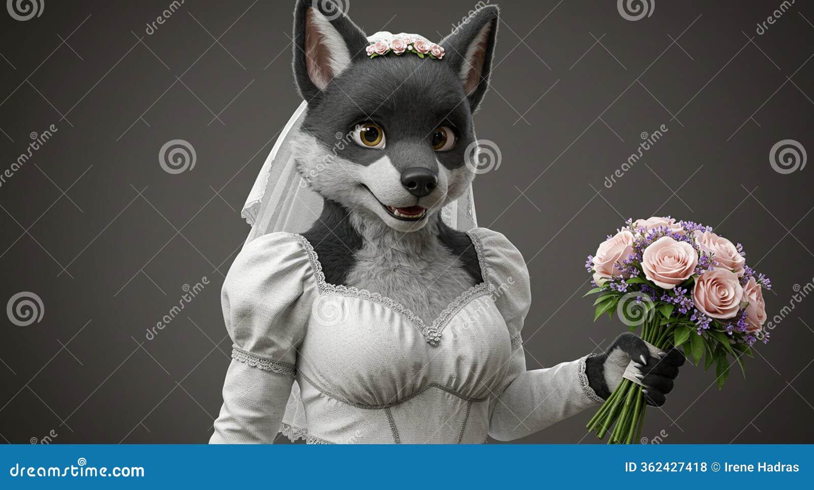 Anthropomorphic Wolf Bard Playing Guitar Under Starry Sky Stock Image ...