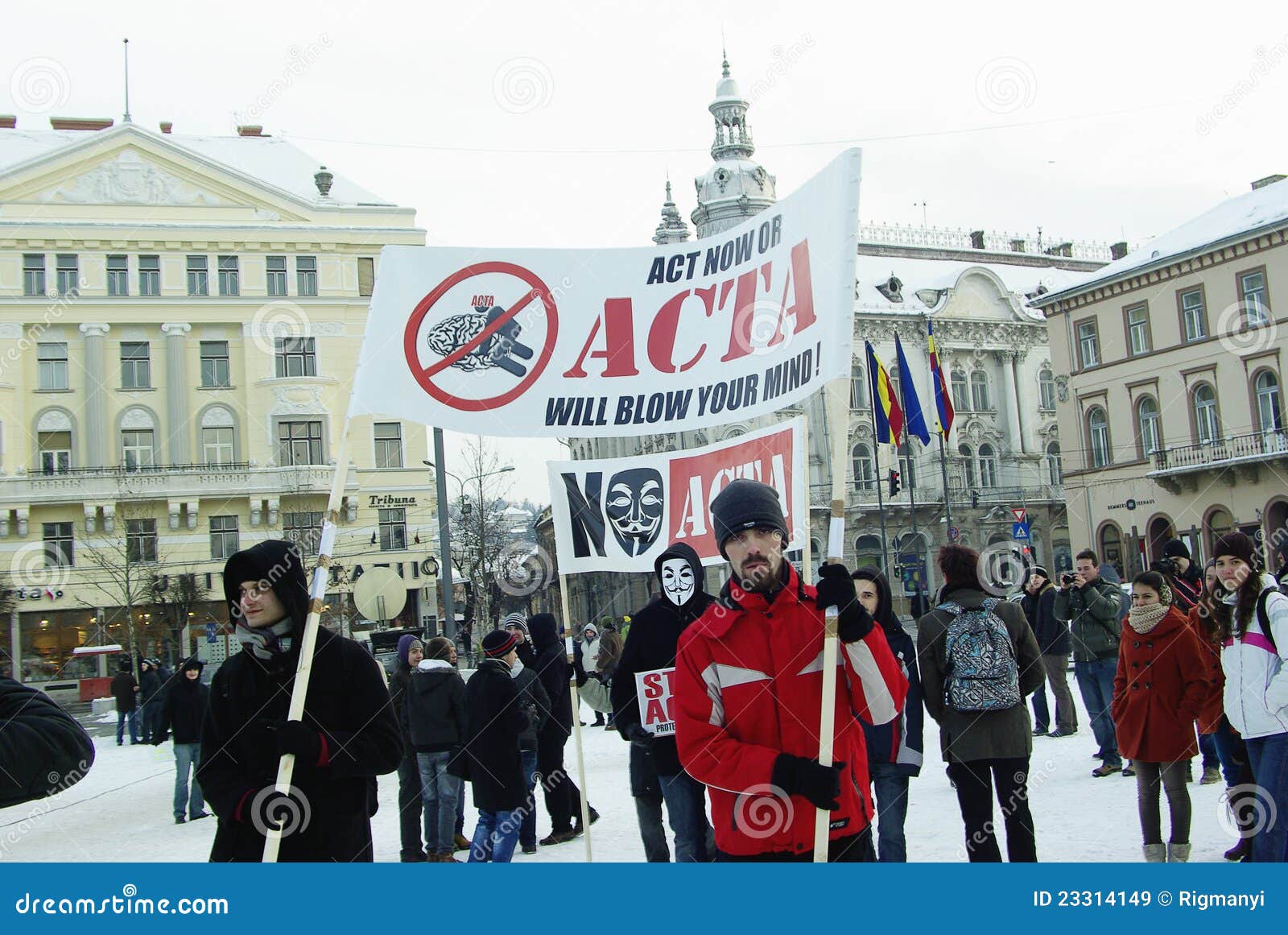 Anti ACTA Romania editorial stock image. Image of force - 23314149