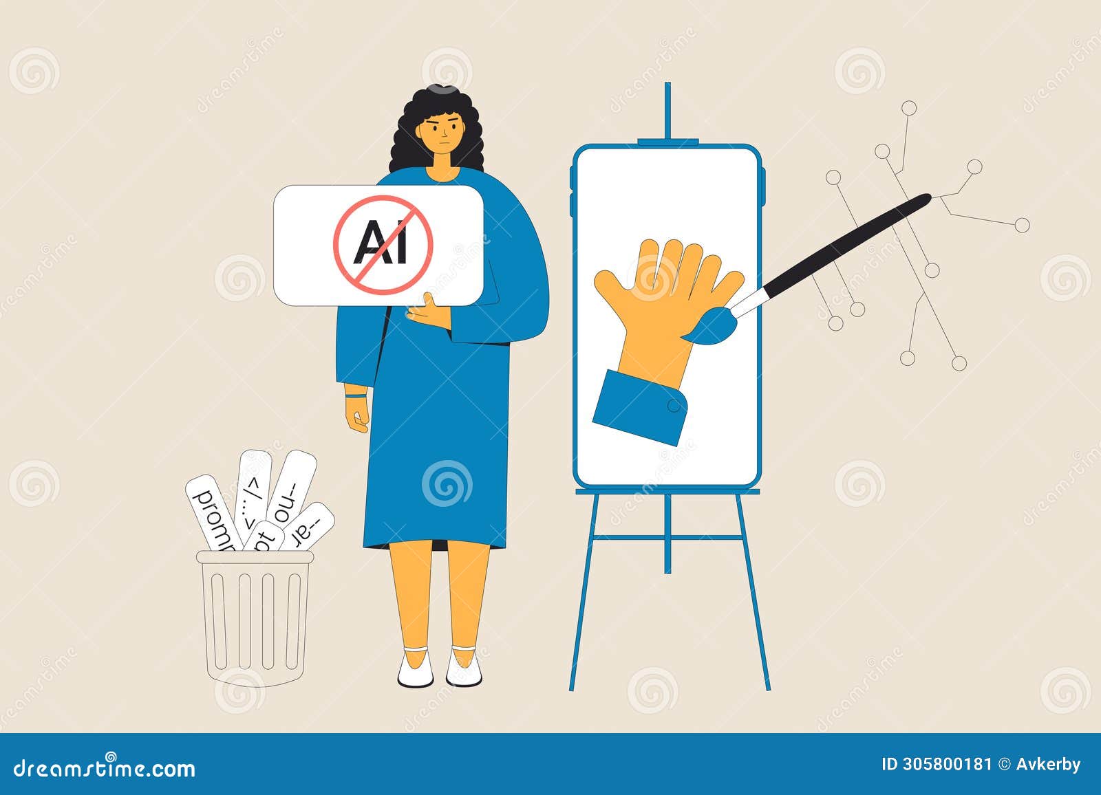 Anti Artificial General Intelligence. Young Artist Protest Against ...