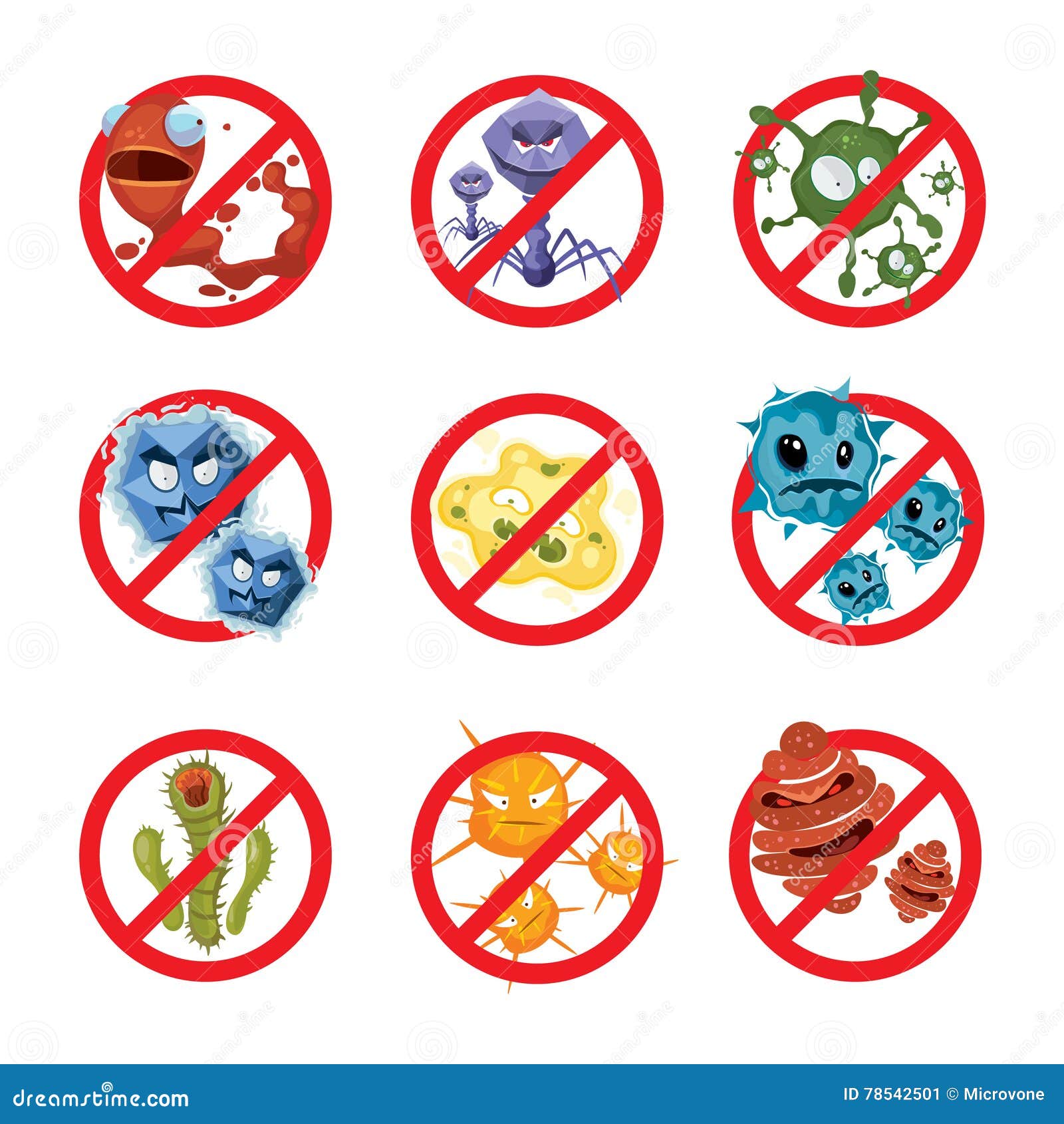 Anti Bacteria and Germs Vector Signs Set Stock Vector - Illustration of ...