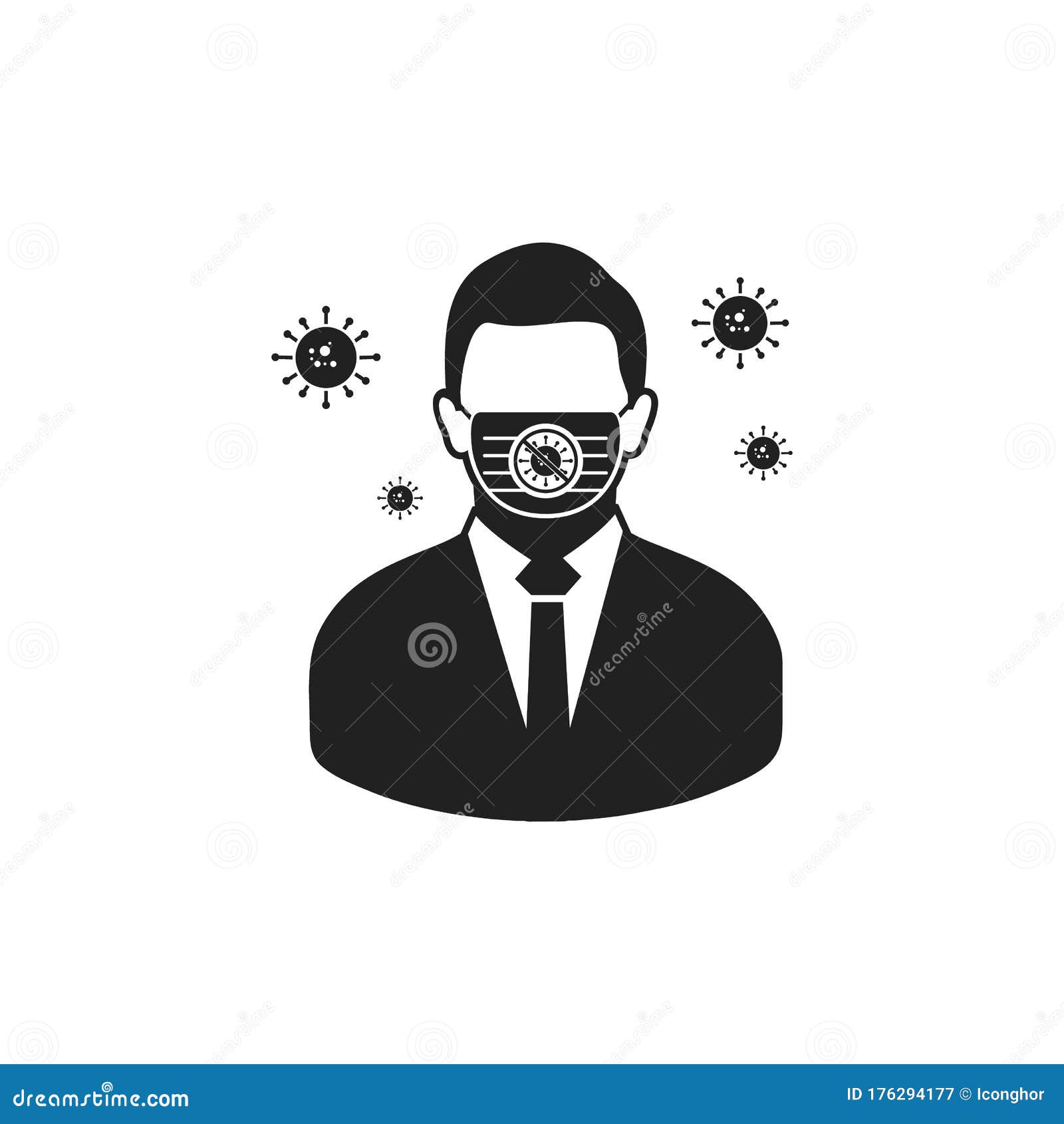Anti-Bacterial, Virus Protecting Mask Icon. Stock Vector - Illustration ...
