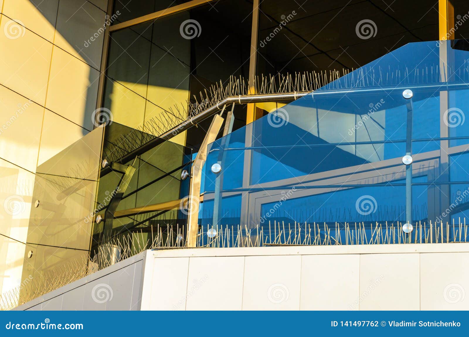 Anti-Bird Spikes on Facade Elements of Building Stock Photo - Image of ...