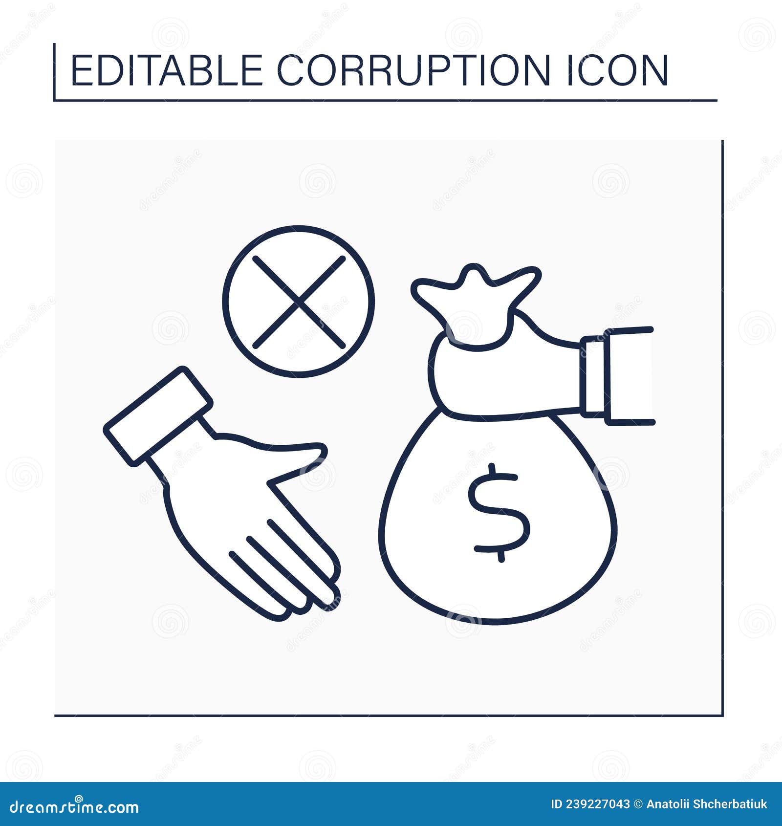 Anti bribery line icon stock vector. Illustration of crime - 239227043