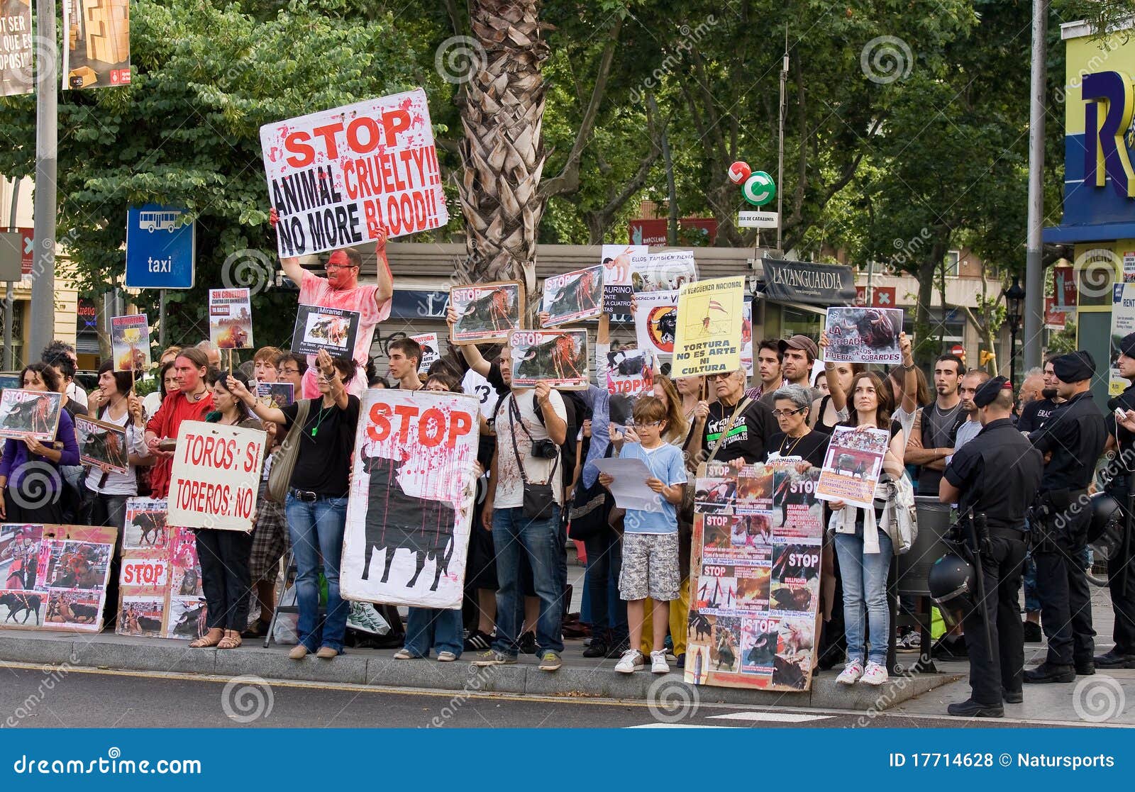 Anti-Bullfighting protest editorial stock photo. Image of banner - 17714628