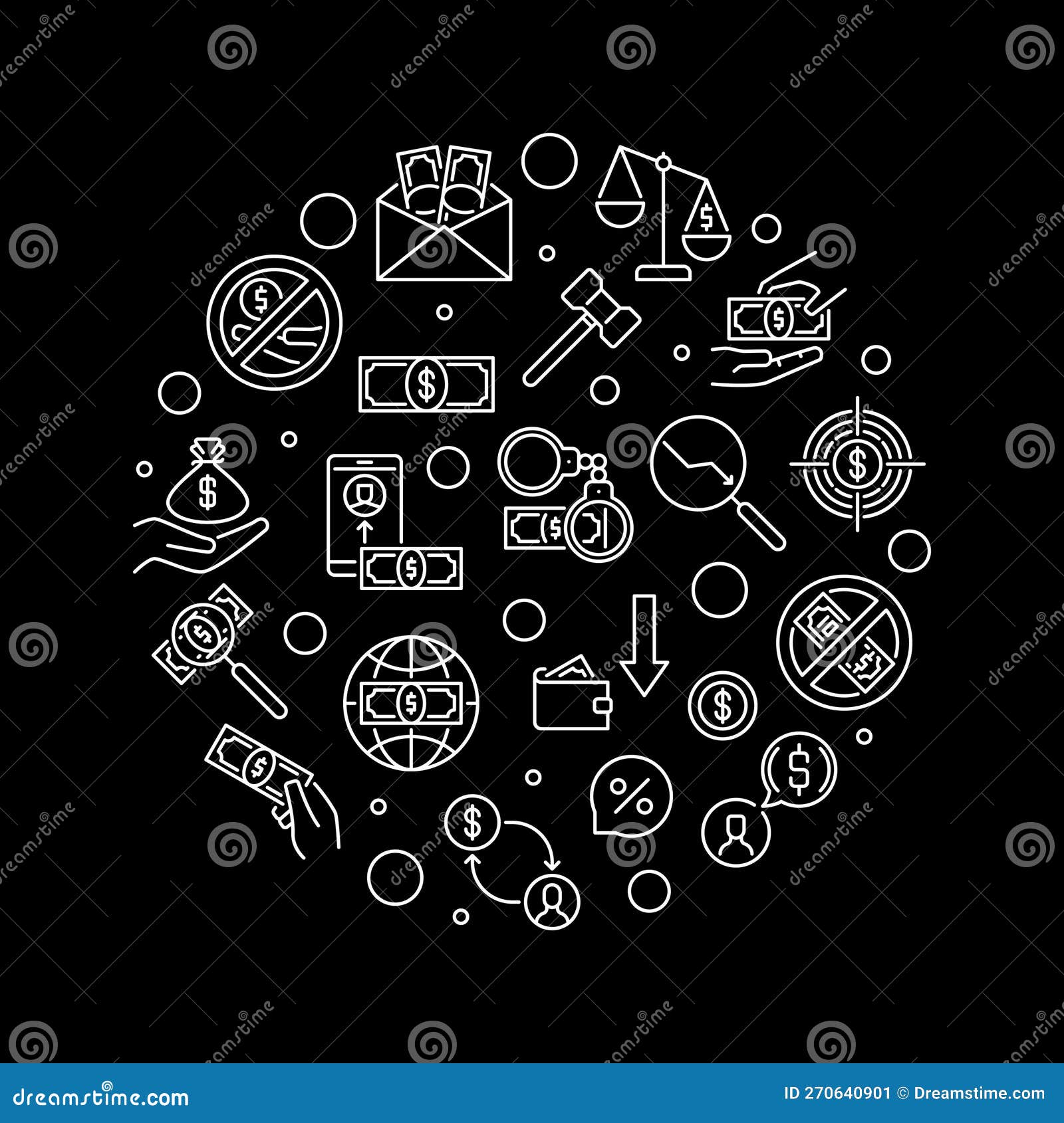 Anti Corruption Outline Round Illustration. Vector Banner Stock ...