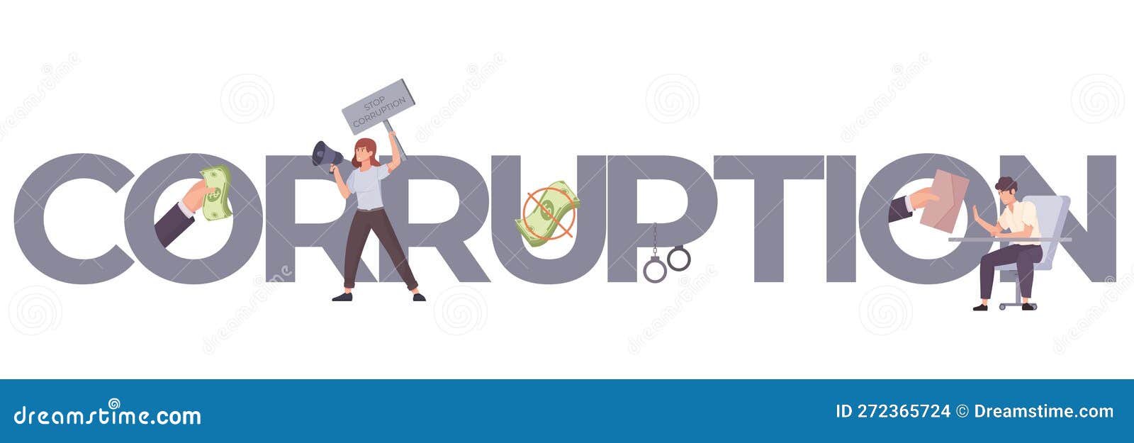 Anti Corruption Outline Round Illustration. Vector Banner Royalty-Free ...