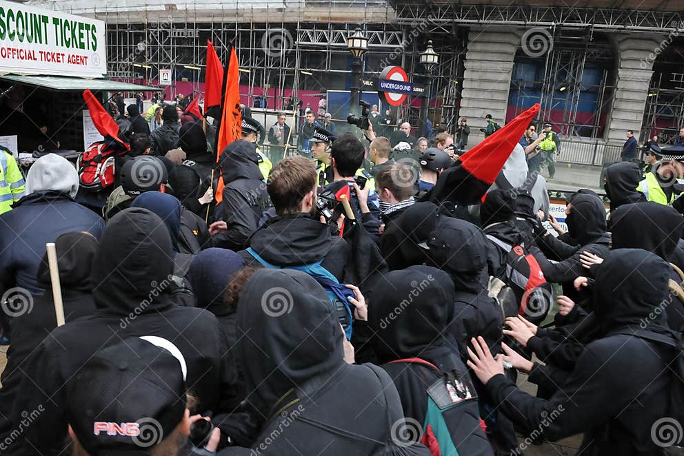 Anti-Cuts Protest in London Editorial Photo - Image of confrontation ...