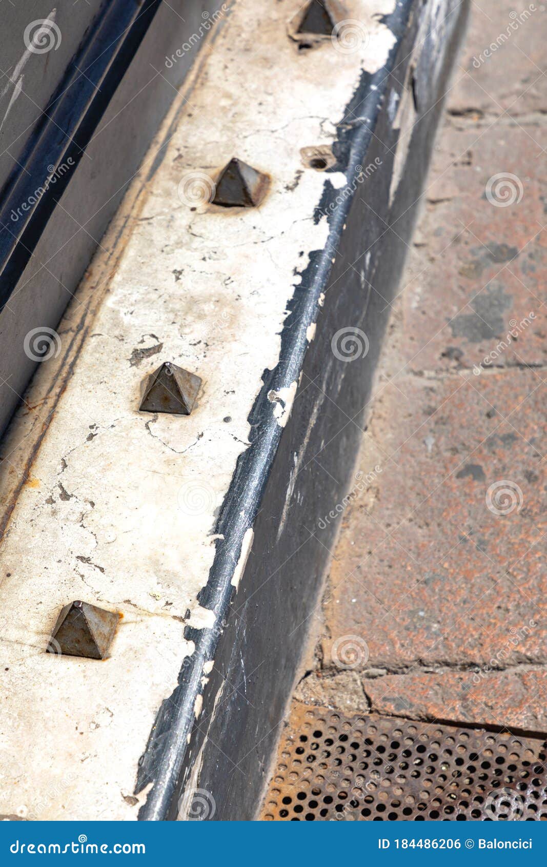 Anti Homeless Spikes Ledge stock photo. Image of structure - 184486206