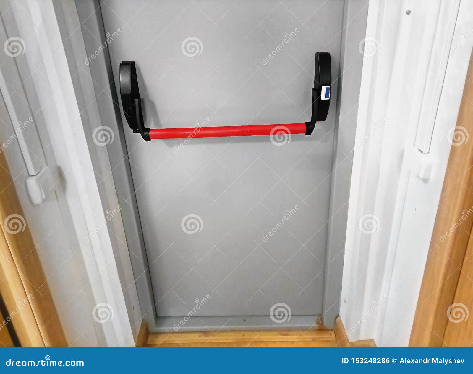 Anti-panic door handle stock photo. Image of system - 153248286
