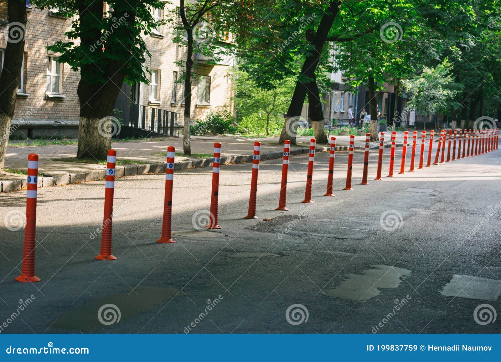 Anti Parking Bollard in the City Stock Image - Image of traffic, text ...