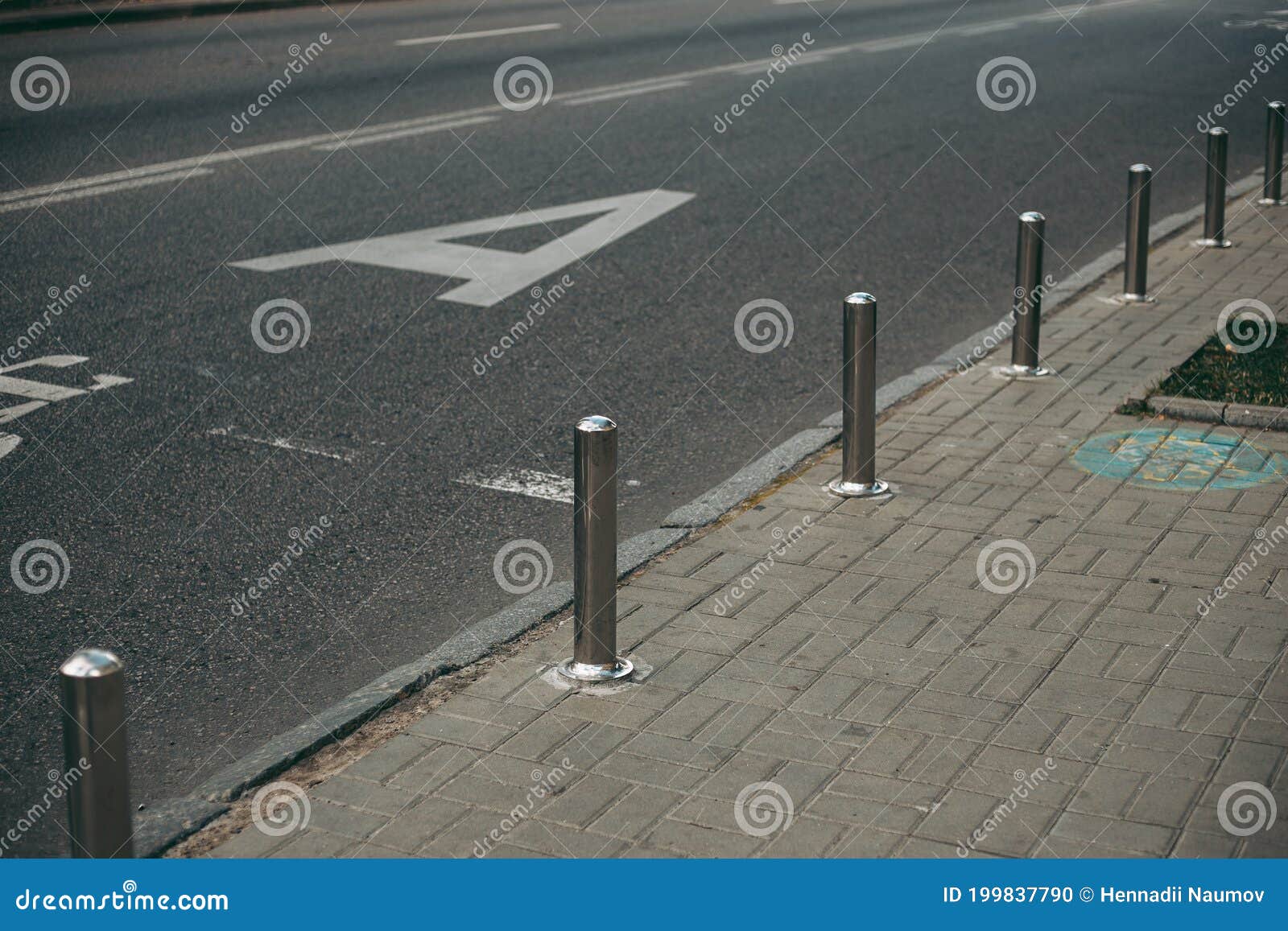 Anti Parking Bollard in the City Stock Photo - Image of metal, light ...