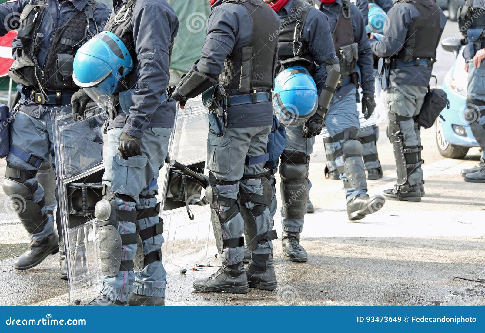 Anti-riot Police Cops with Protective Helmet during Patrolling T Stock ...