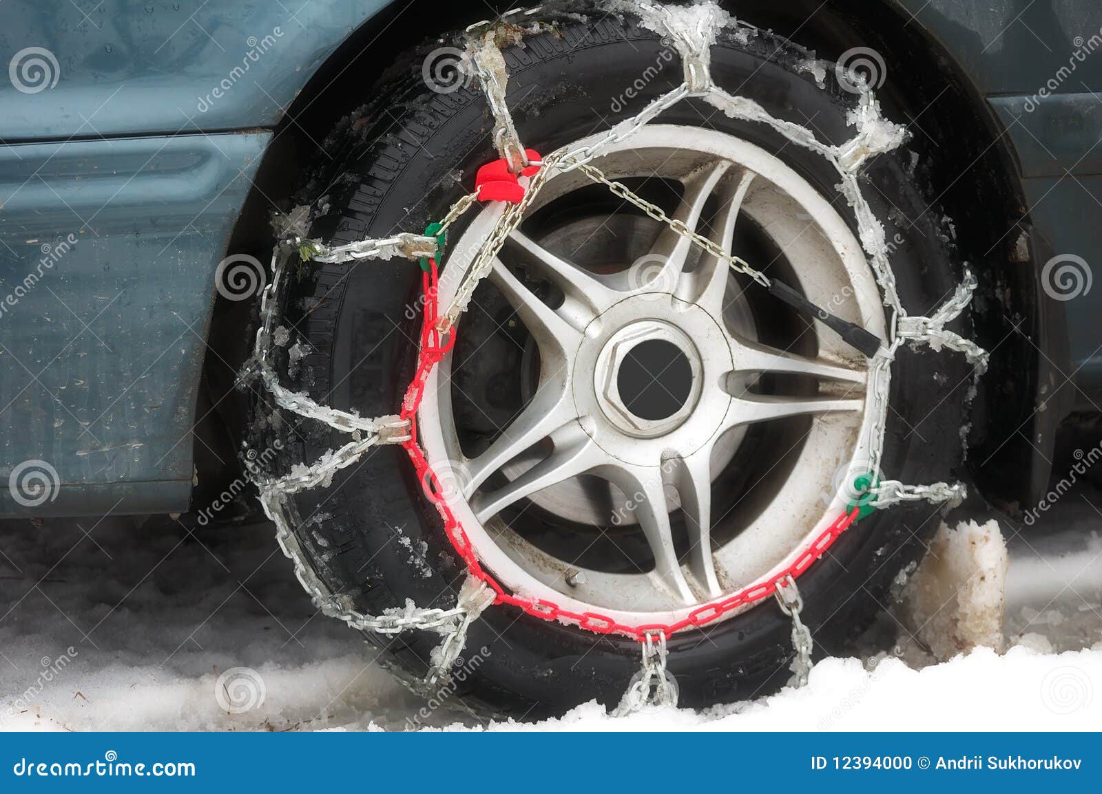 Anti-skid on a Motor-car Wheel Stock Photo - Image of security, device ...