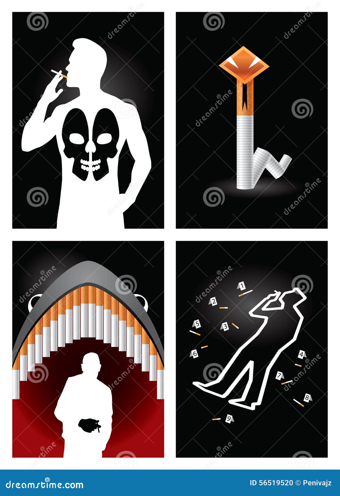Anti-smoking posters stock vector. Illustration of danger - 56519520