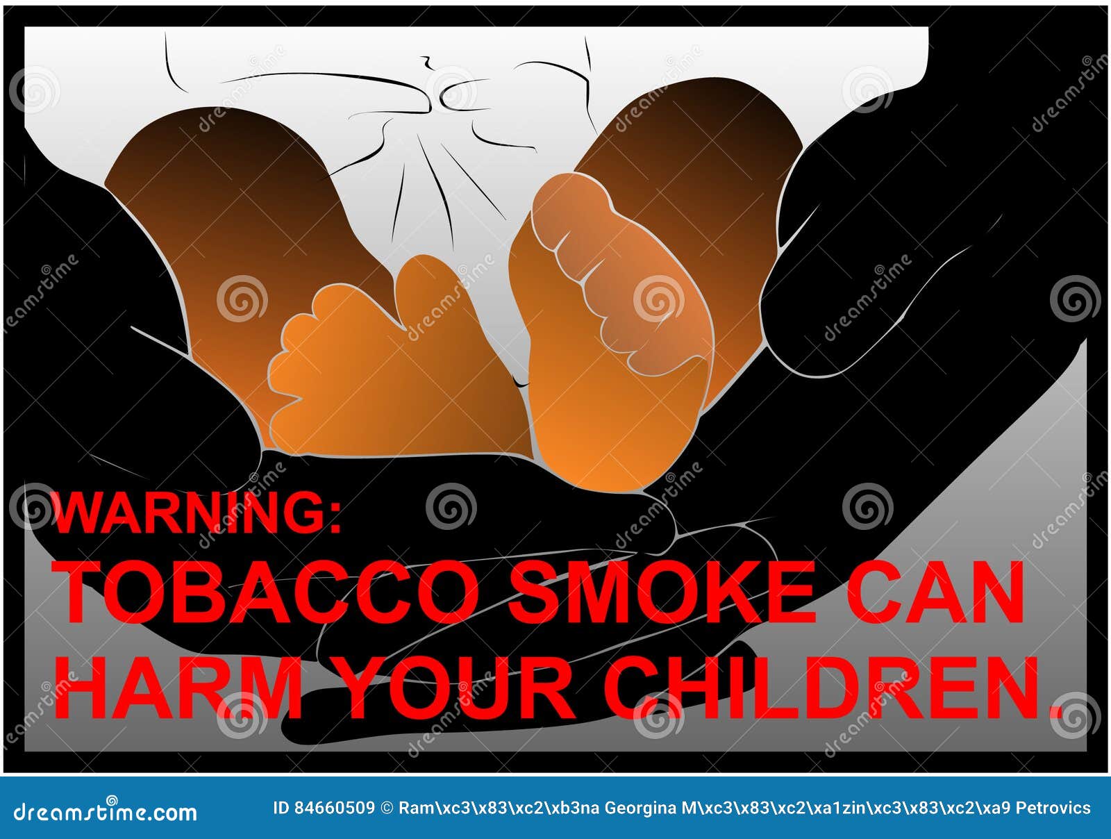 Anti-smoking Warnings with Baby Feet and Red Text Stock Vector ...