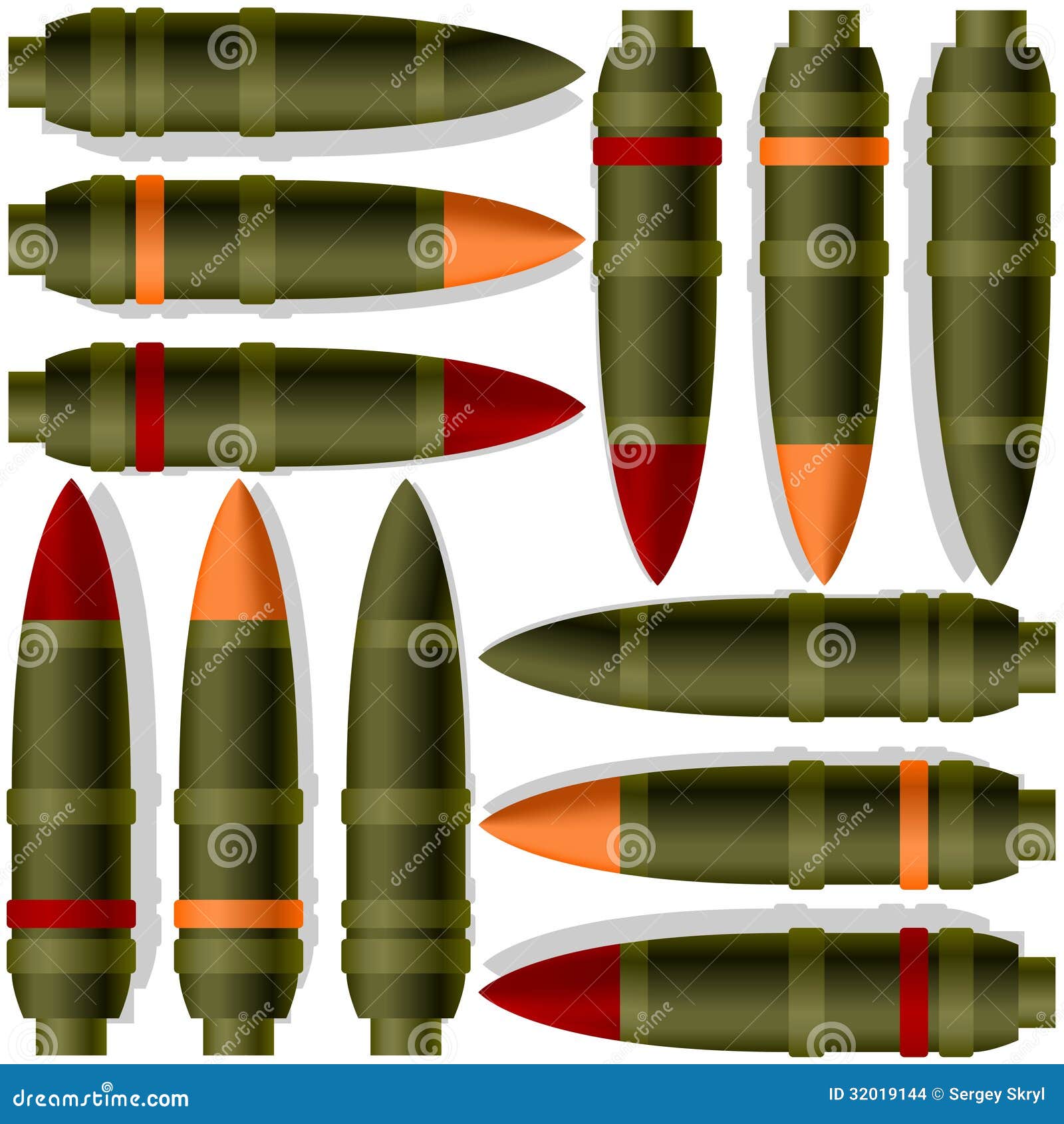 Artillery Shells Silhouettes Set. Vector Illustration | CartoonDealer ...