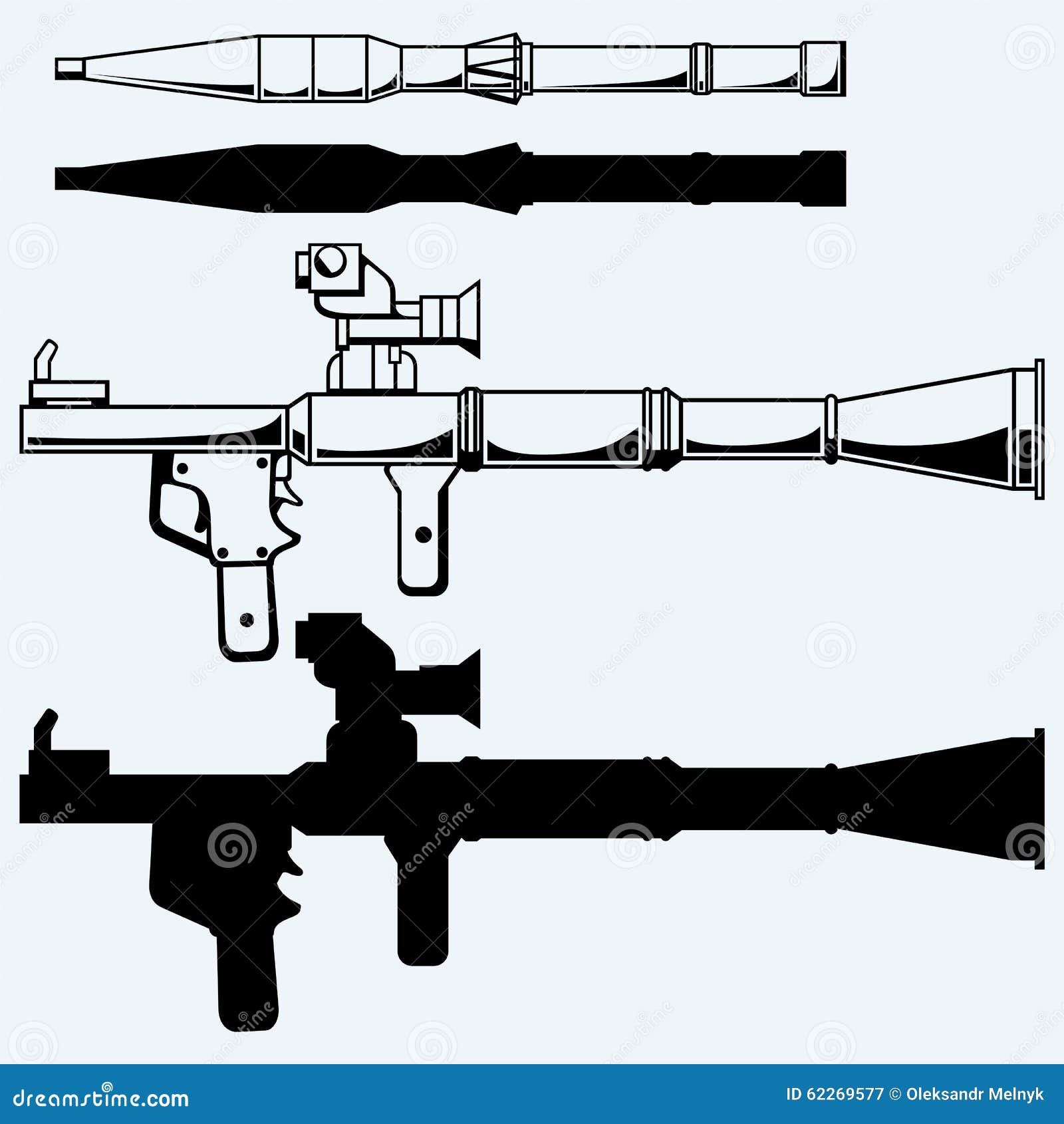 Anti-tank Rocket Propelled Grenade Launcher - RPG 7 Vector Illustration ...
