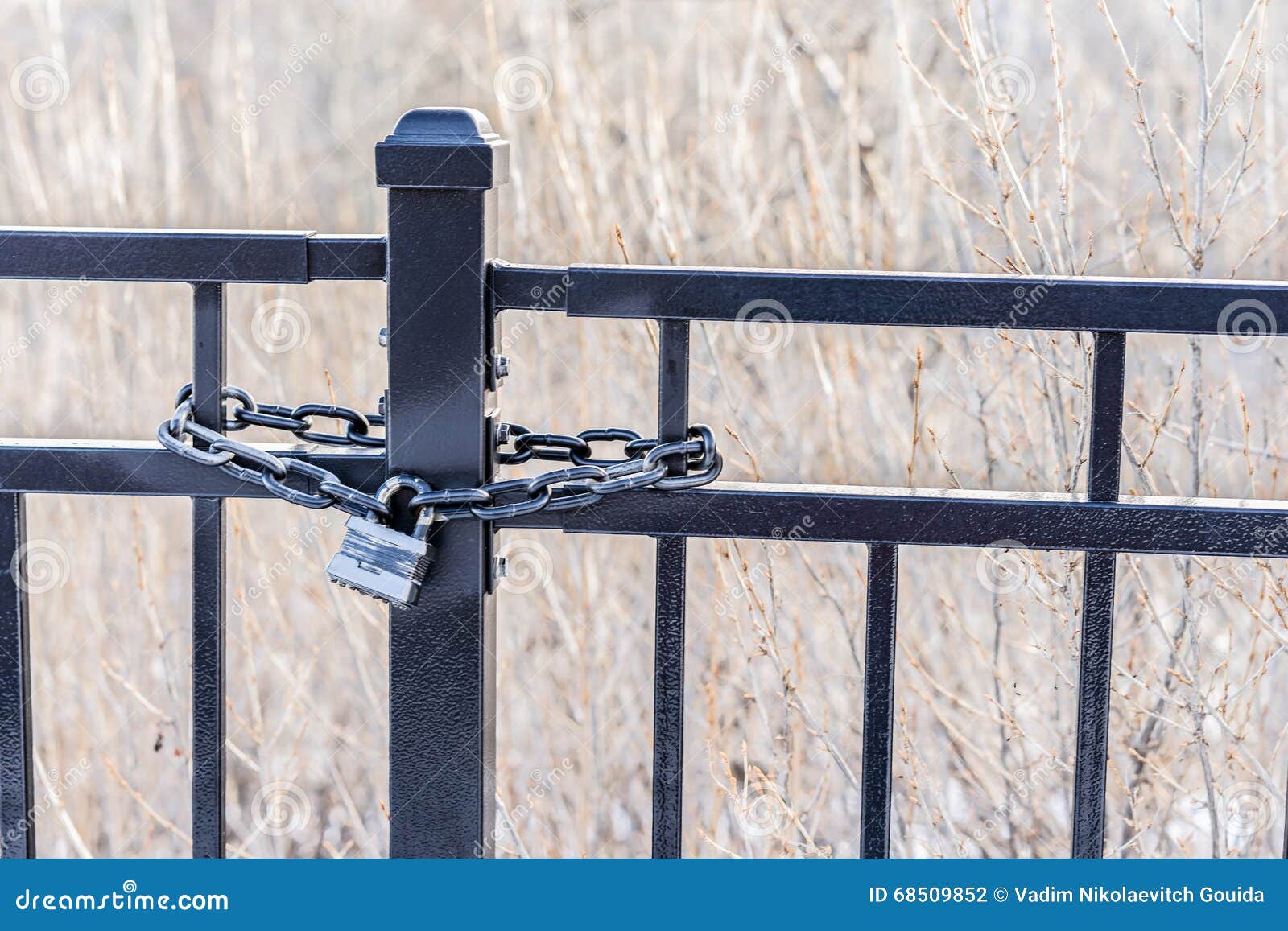 Anti Theft chained fence stock photo. Image of guard - 68509852