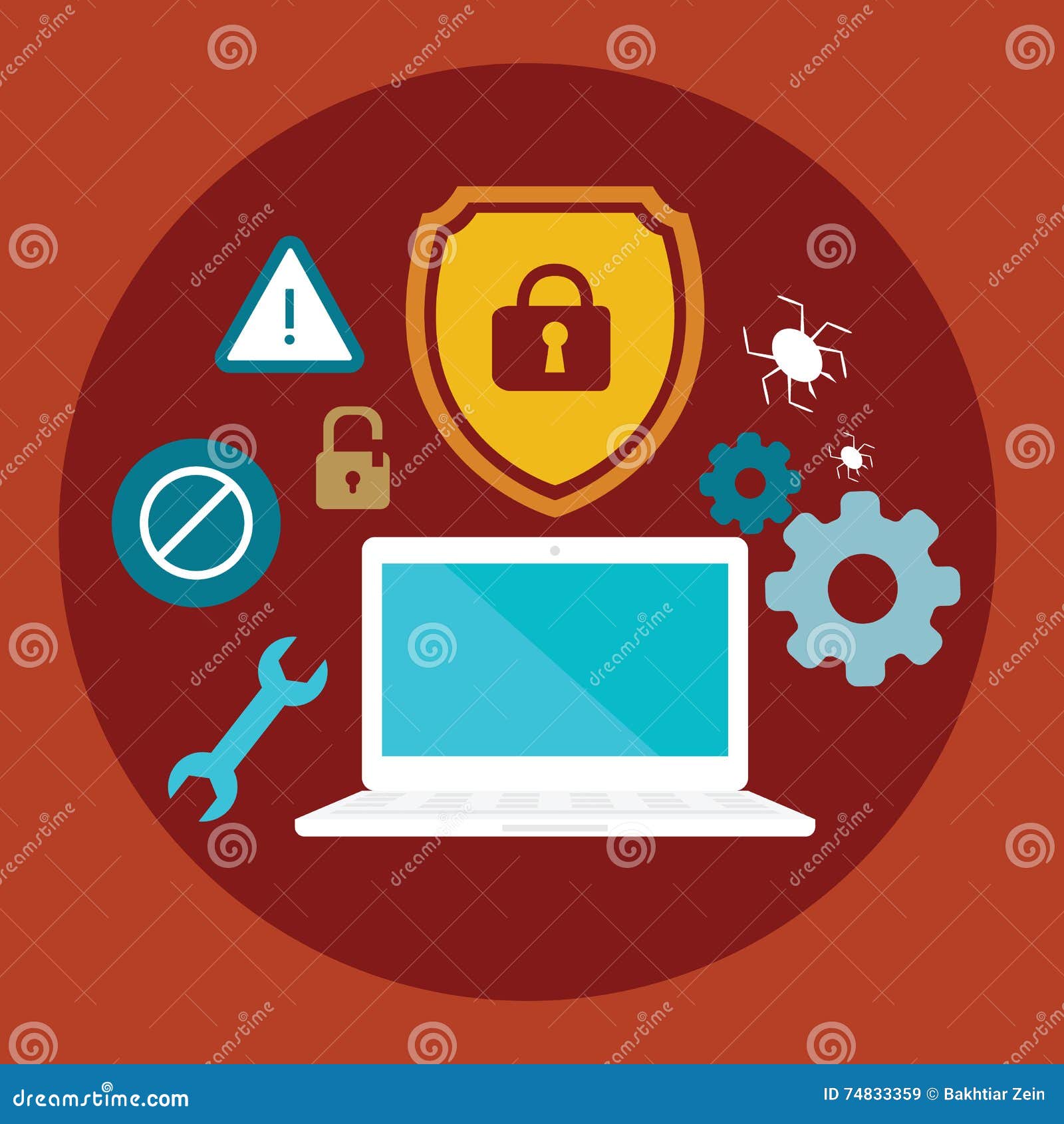 Anti Virus Security Computer Locked Shield Flat Illustration Stock ...