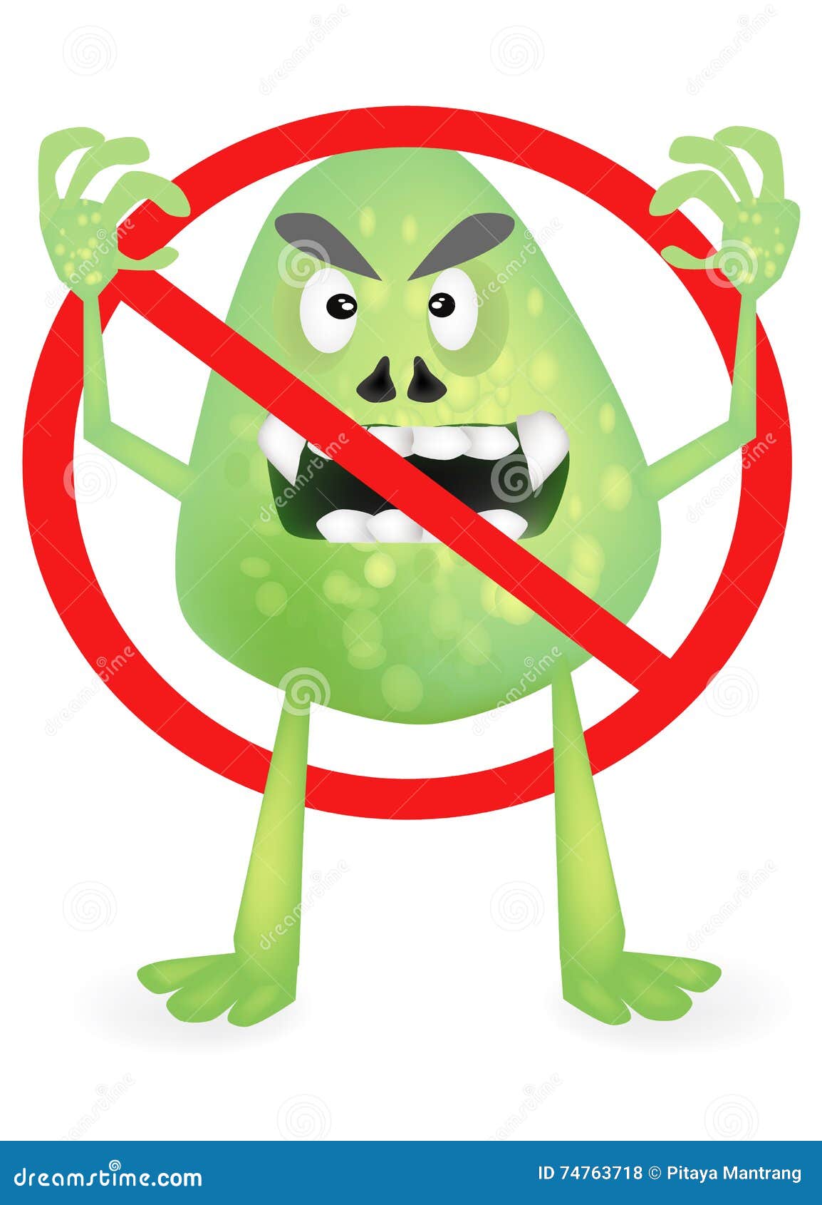 Anti Virus Sign with Three Different Colored Viruses in a Stop Sign ...