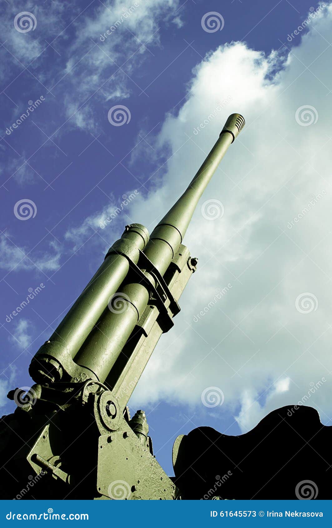Antiaircraft Gun Against the Sky Stock Image - Image of cloud, weapon ...