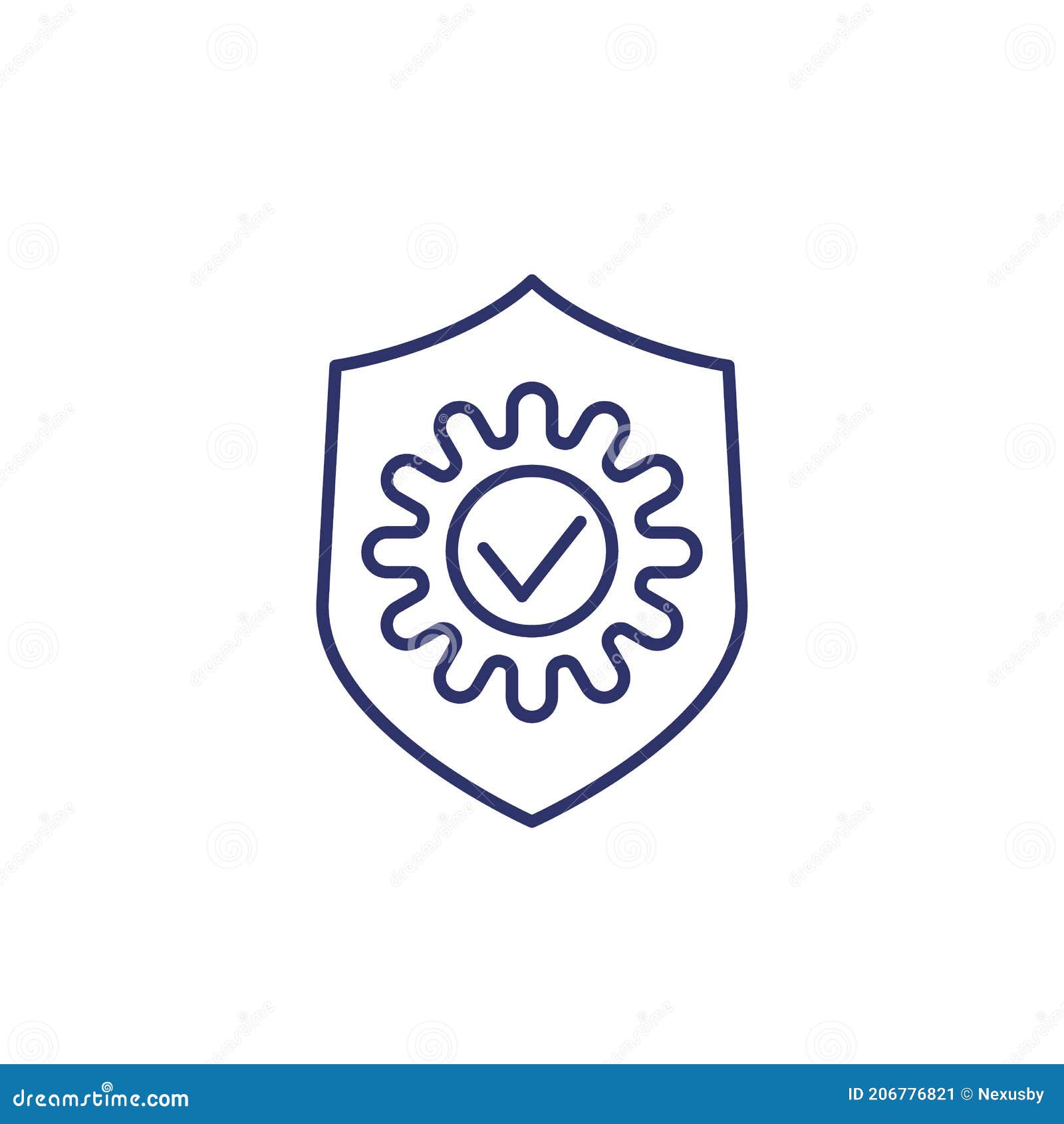 Antibacterial Protection Icon, Shield and Bacteria Stock Illustration ...