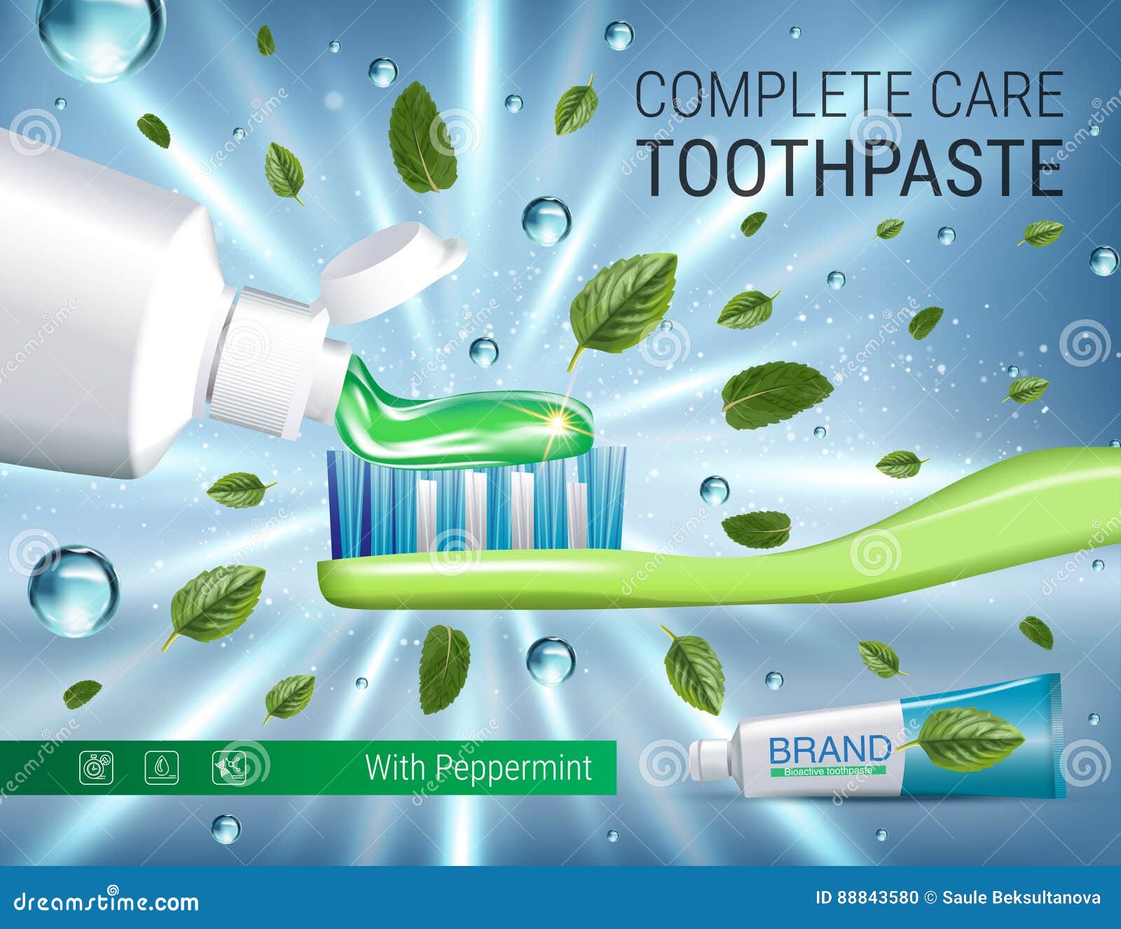 Antibacterial Toothpaste Ads. Vector 3d Illustration with Toothpaste ...
