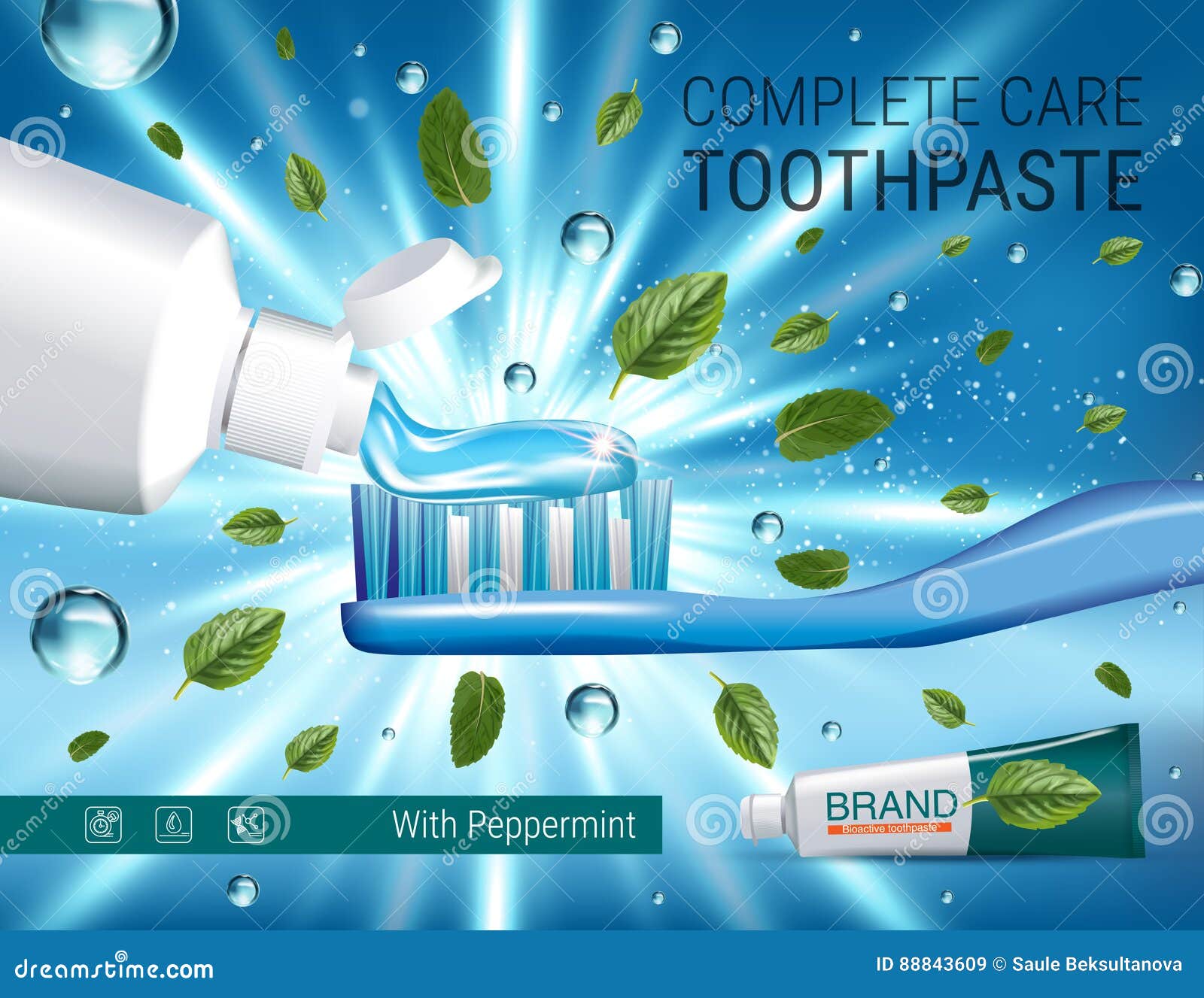 Antibacterial Toothpaste Ads. Vector 3d Illustration with Toothpaste ...
