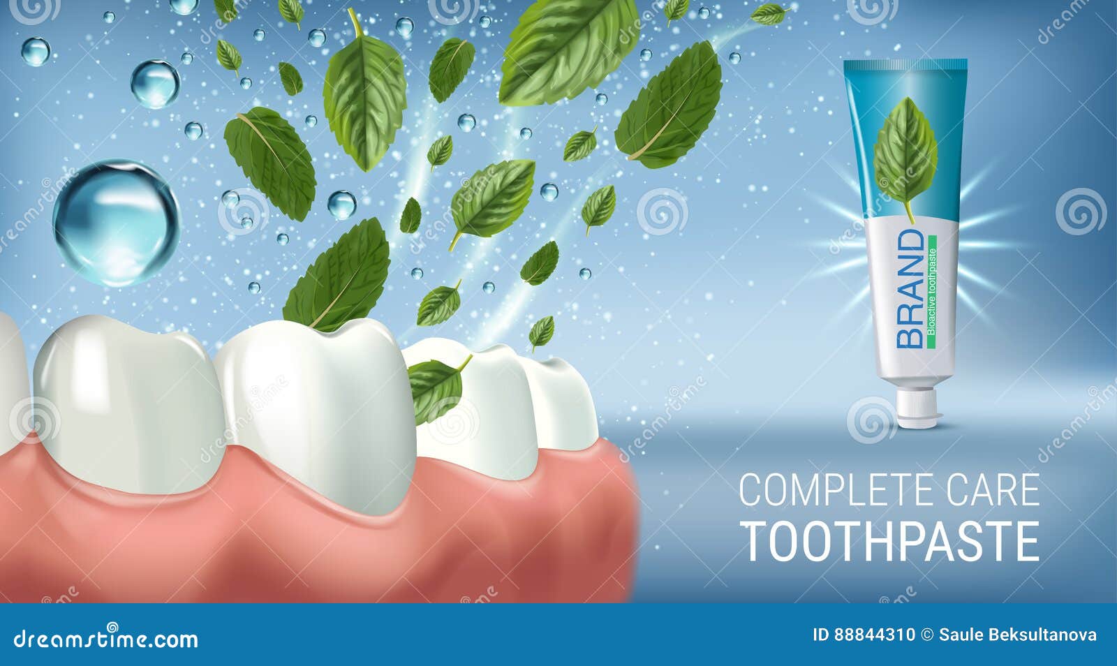 Antibacterial Toothpaste Ads. Vector 3d Illustration with Toothpaste ...