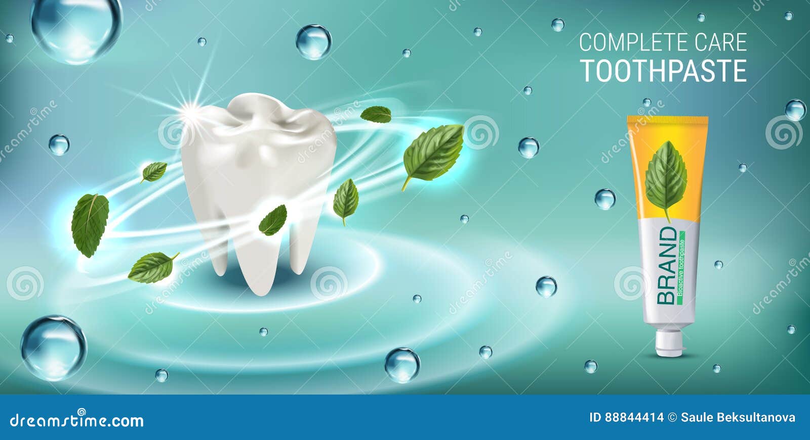 Antibacterial Toothpaste Ads. Vector 3d Illustration with Toothpaste ...