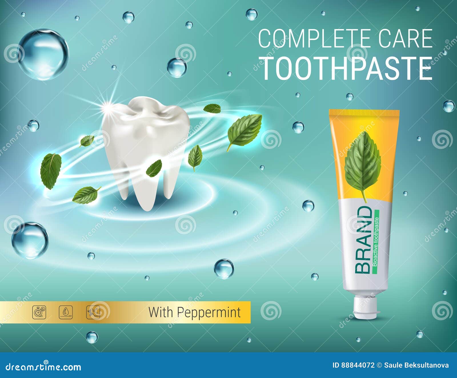 Antibacterial Toothpaste Ads. Vector 3d Illustration with Toothpaste ...