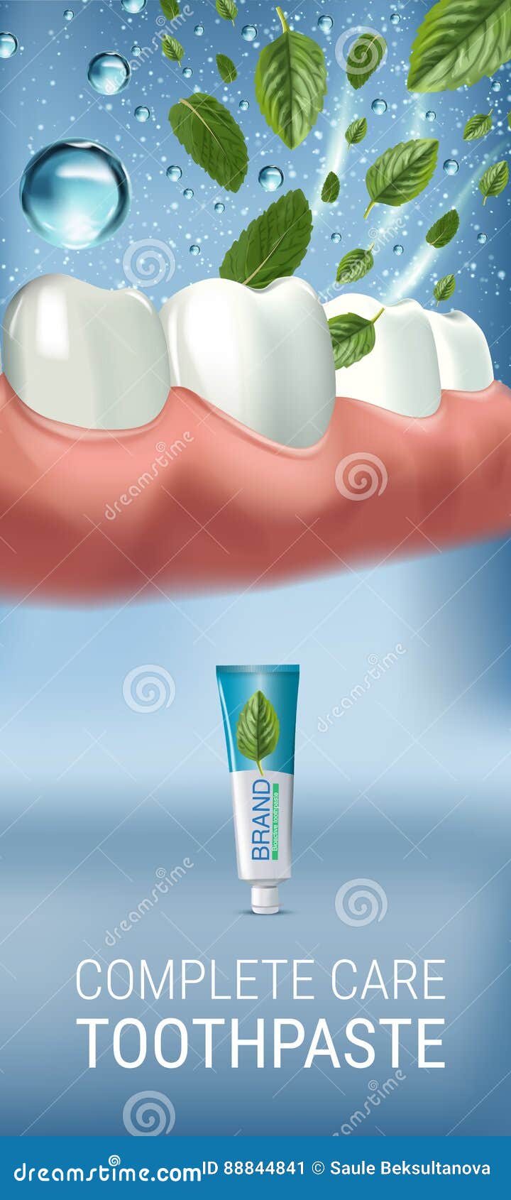 Antibacterial Toothpaste Ads. Vector 3d Illustration with Toothpaste ...