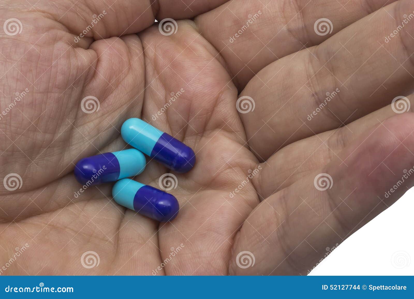 Antibiotic Pills in a Hand Closeup Stock Photo - Image of medication ...
