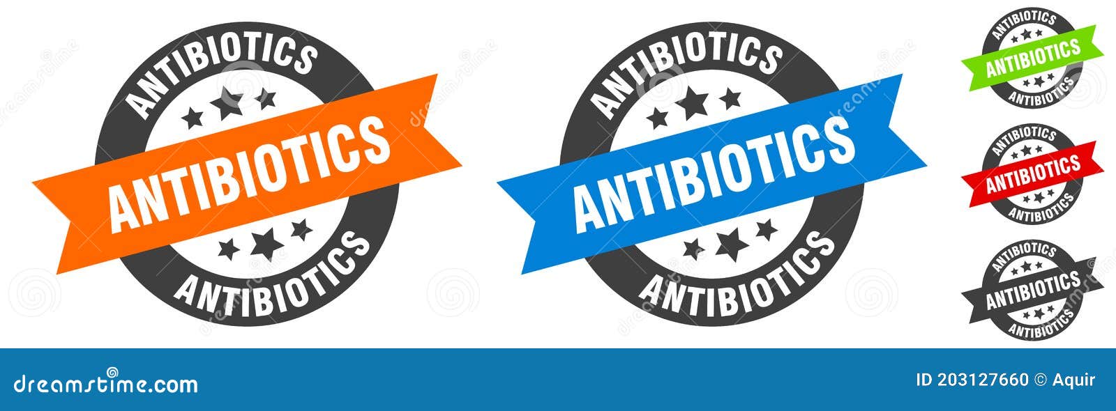 Antibiotics Stamp. Antibiotics Round Ribbon Sticker. Tag Stock Vector ...