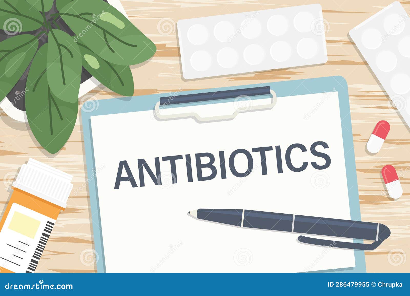 Antibiotics Written on Clipboard Stock Vector - Illustration of ...